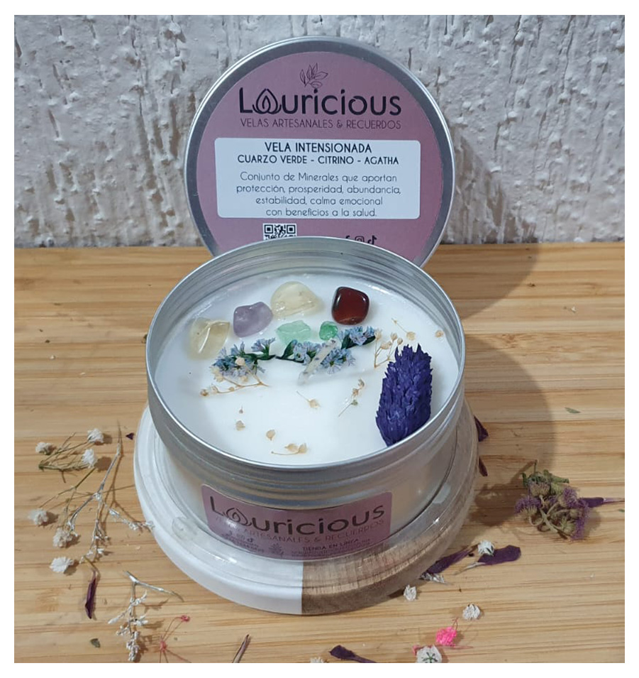 Vela Cuarzo Lata Grande – Lauricious Velas Artesanales & Recuerdos